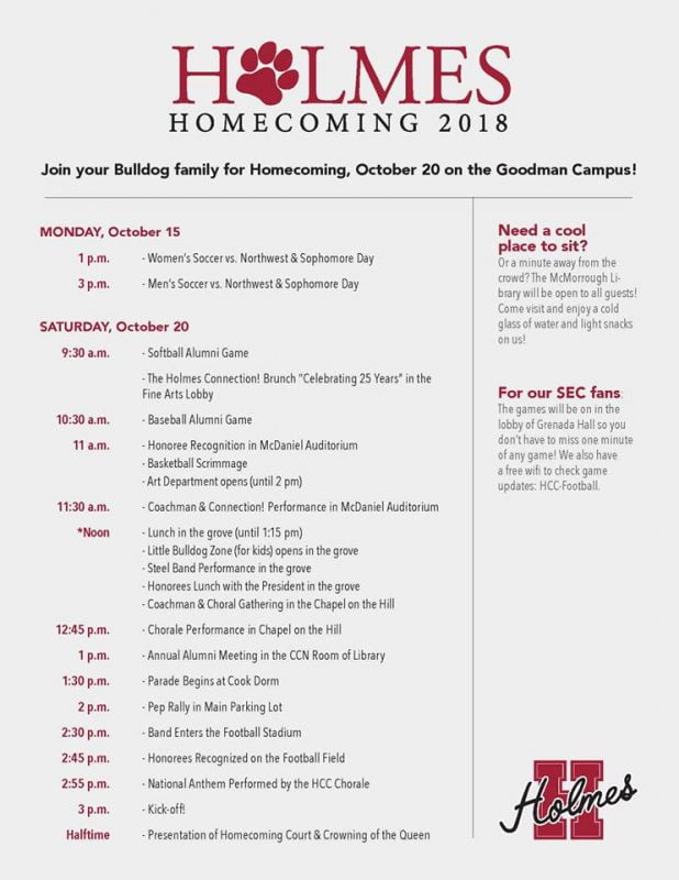 Holmes CC Homecoming schedule of events - BreezyNews.com - Kosciusko ...