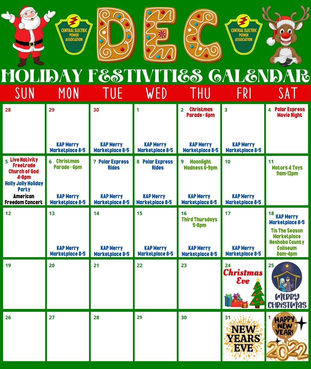CEPA Holiday Festivities Calendar - BreezyNews.com - Kosciusko News 24/7